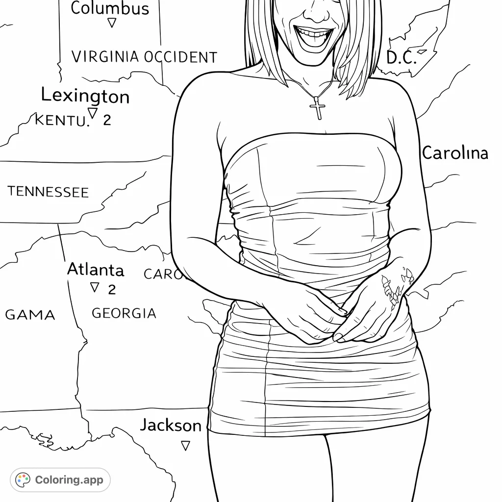 Stylish Figure and Map - Coloring.app
