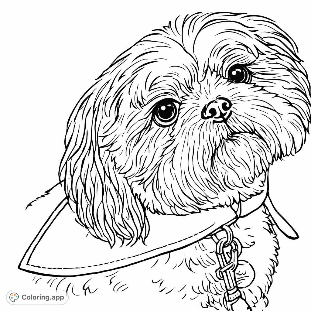 Adorable Fluffy Shih Tzu Dog - Coloring.app