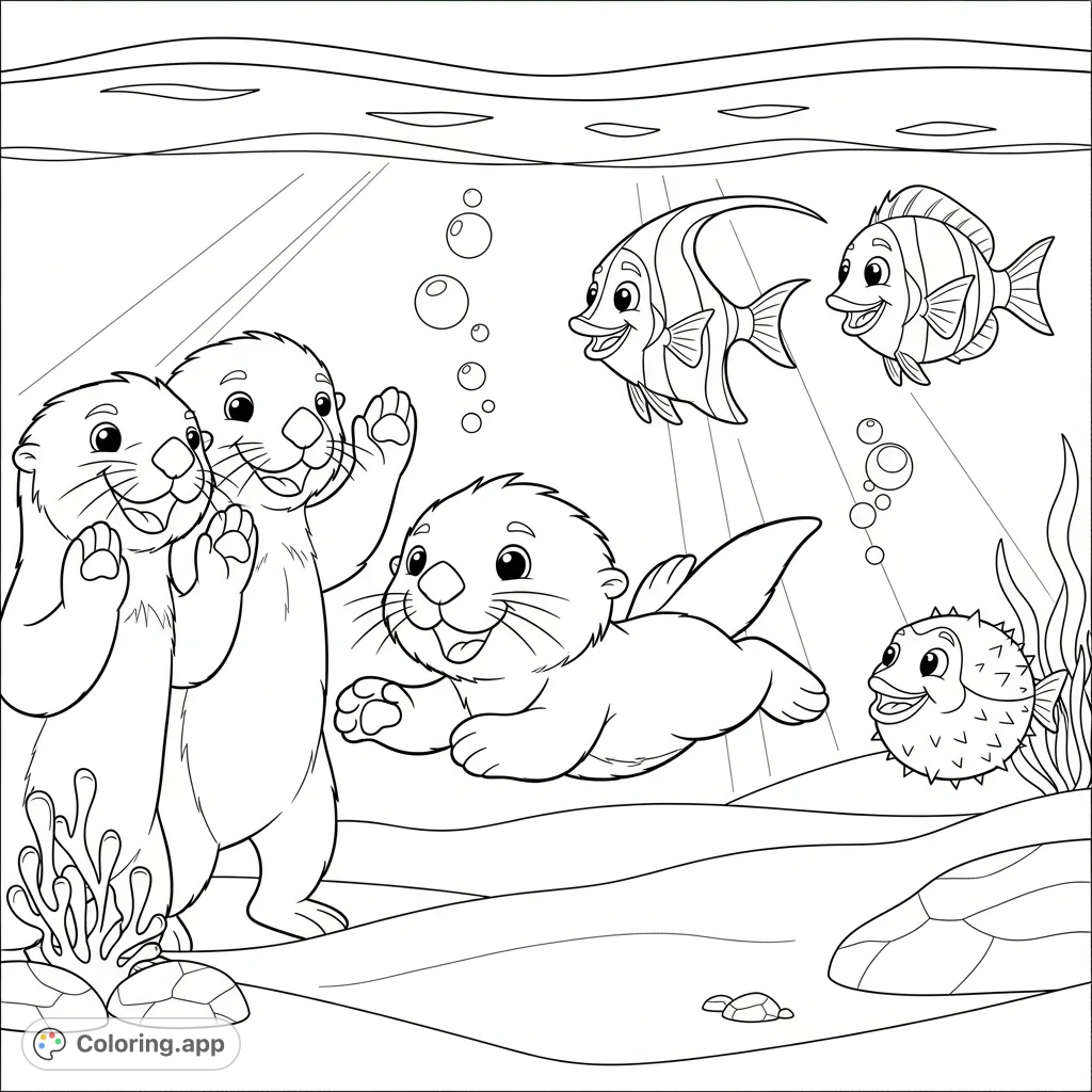 Confident Sea Otter Race - Coloring.app