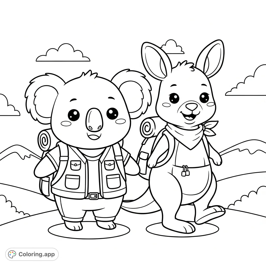 Kawaii Animal Hiking Buddies - Coloring.app