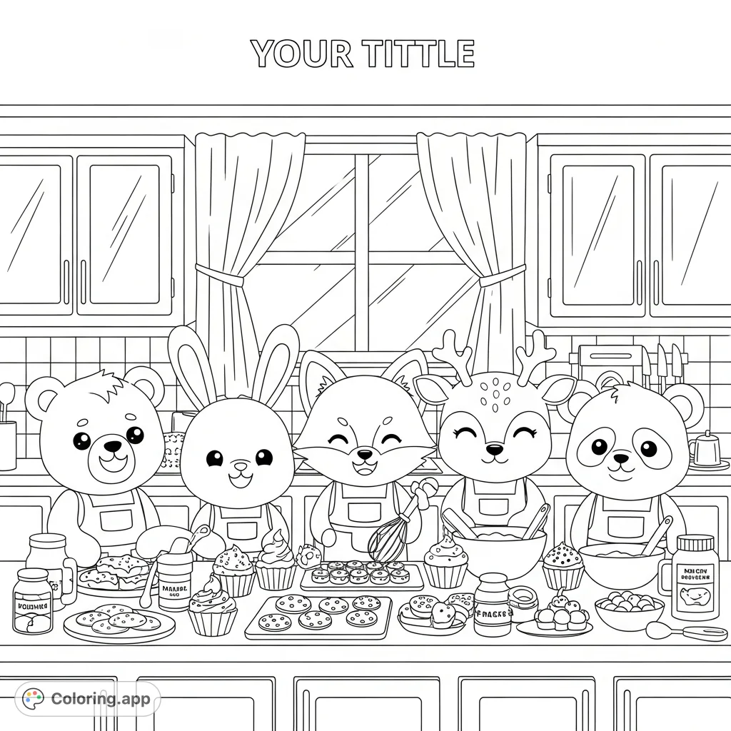 Kawaii Animals Baking Fun - Coloring.app