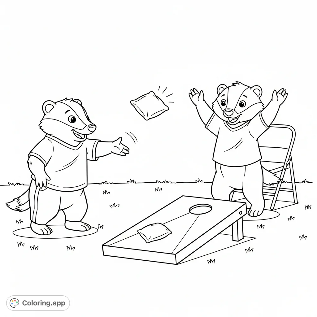Kawaii Badgers Cornhole Fun - Coloring.app