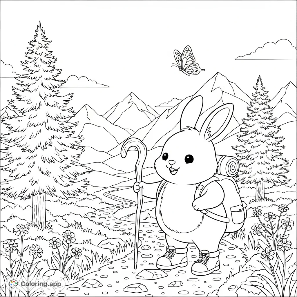 Kawaii Bunny Forest Hike - Coloring.app