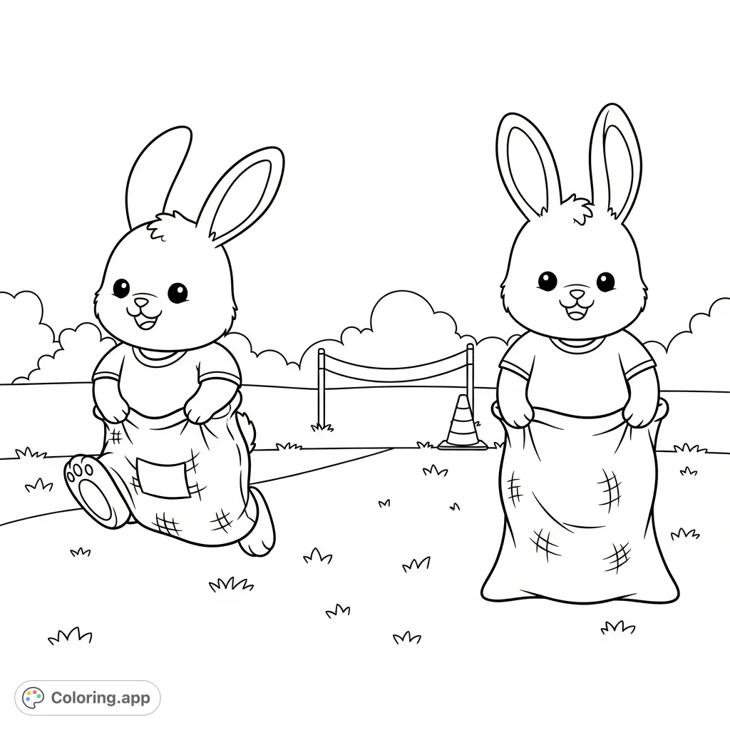 Kawaii Bunny Sack Race - Coloring.app