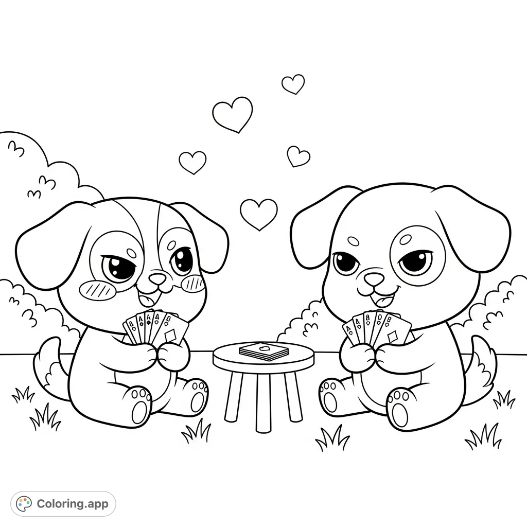 Kawaii Dogs Card Game - Coloring.app