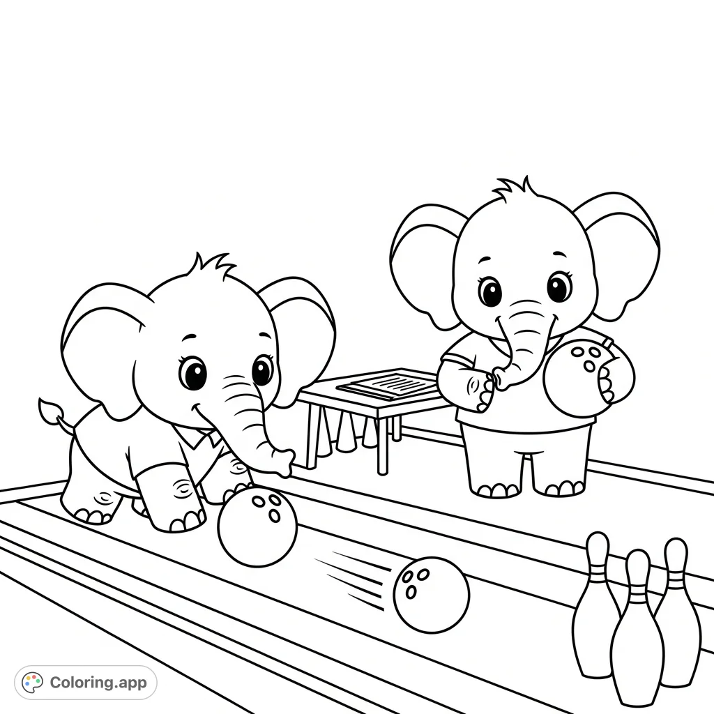Kawaii Elephants Bowling Fun - Coloring.app