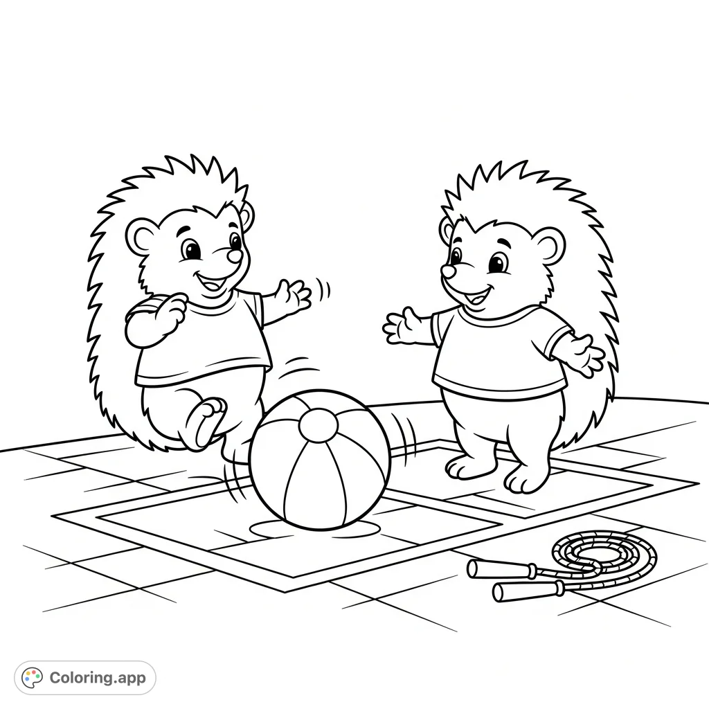 Kawaii Hedgehogs Four-Square Game - Coloring.app