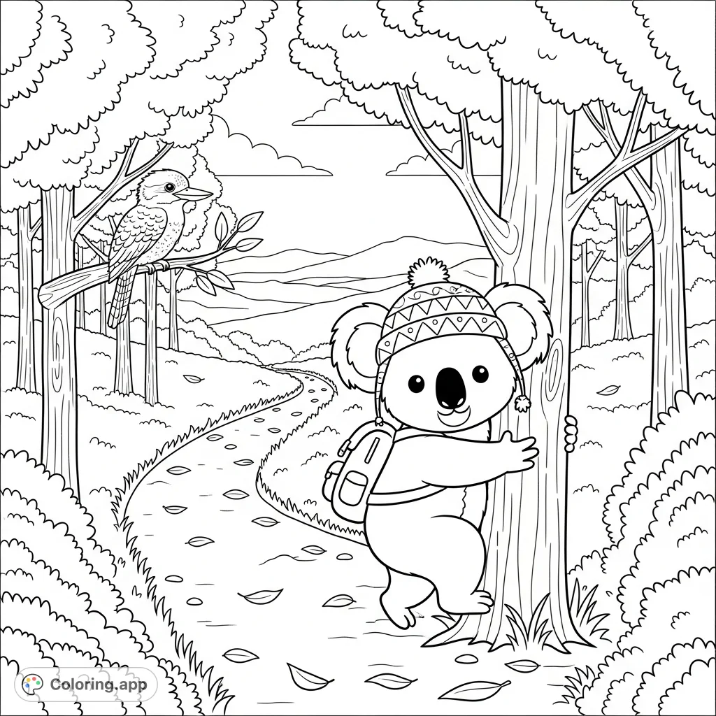 Kawaii Koala Forest Trail - Coloring.app