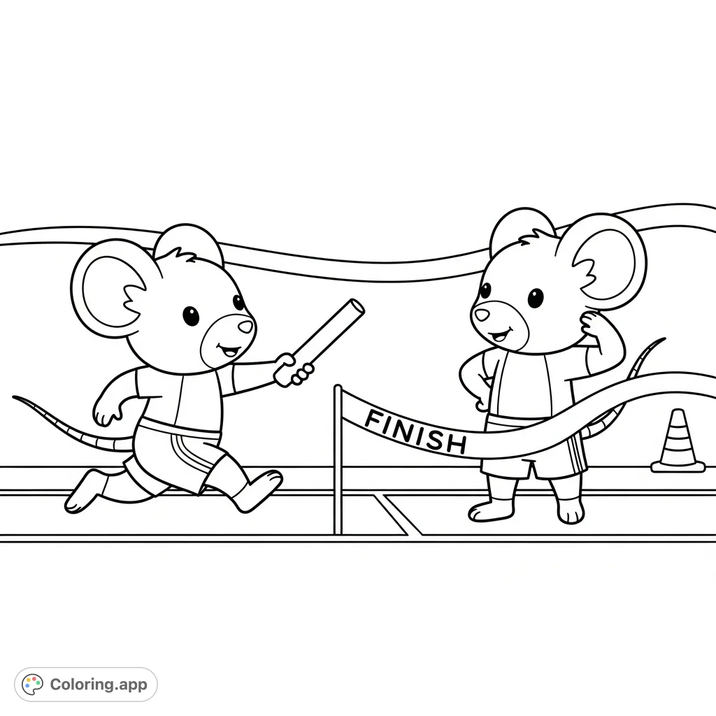 Kawaii Mice Relay Race - Coloring.app