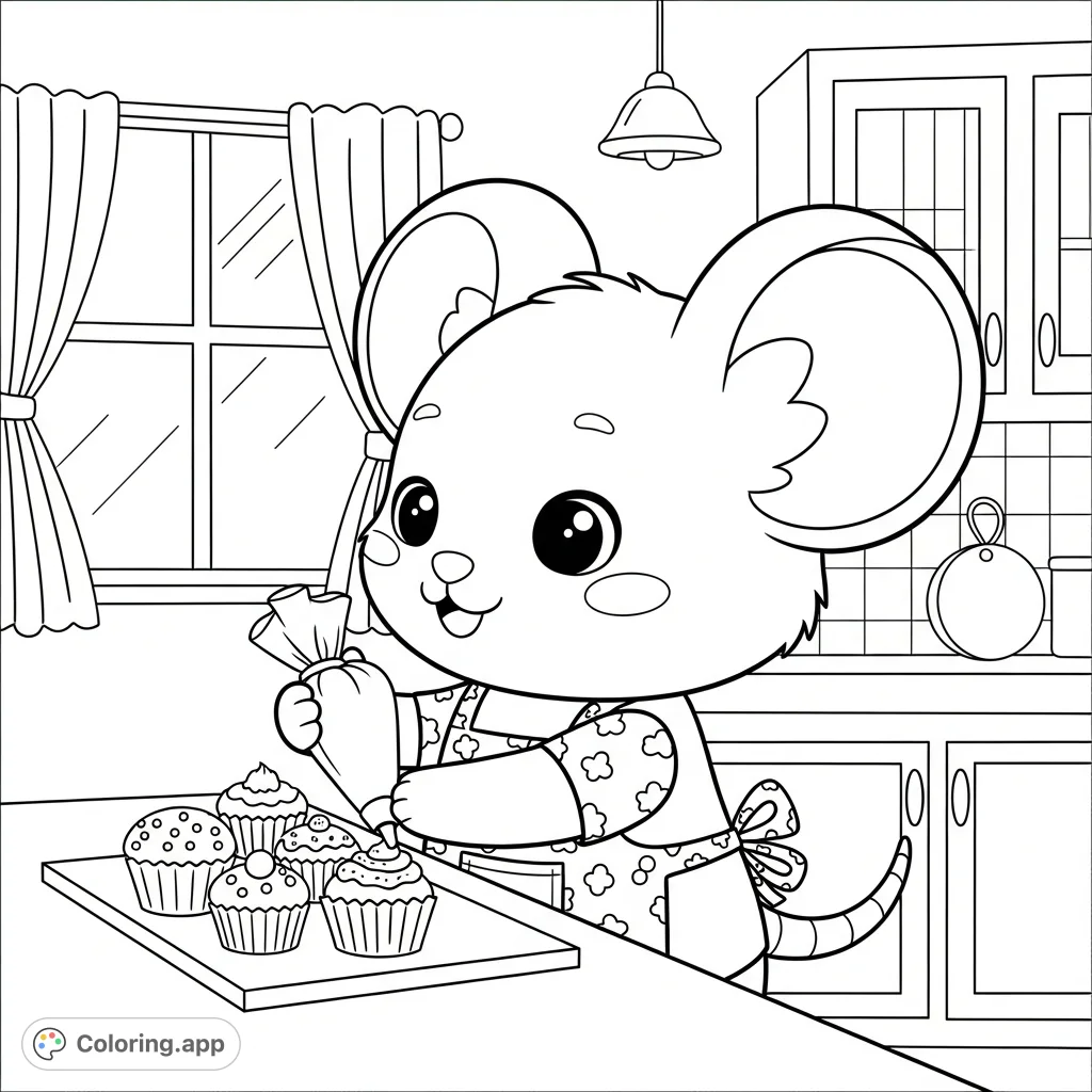 Kawaii Mouse Icing Cupcakes - Coloring.app