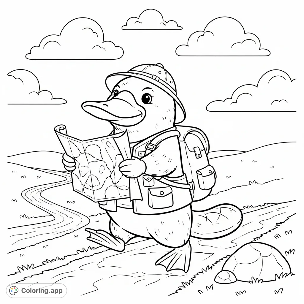 Kawaii Platypus Explorer Journey - Coloring.app