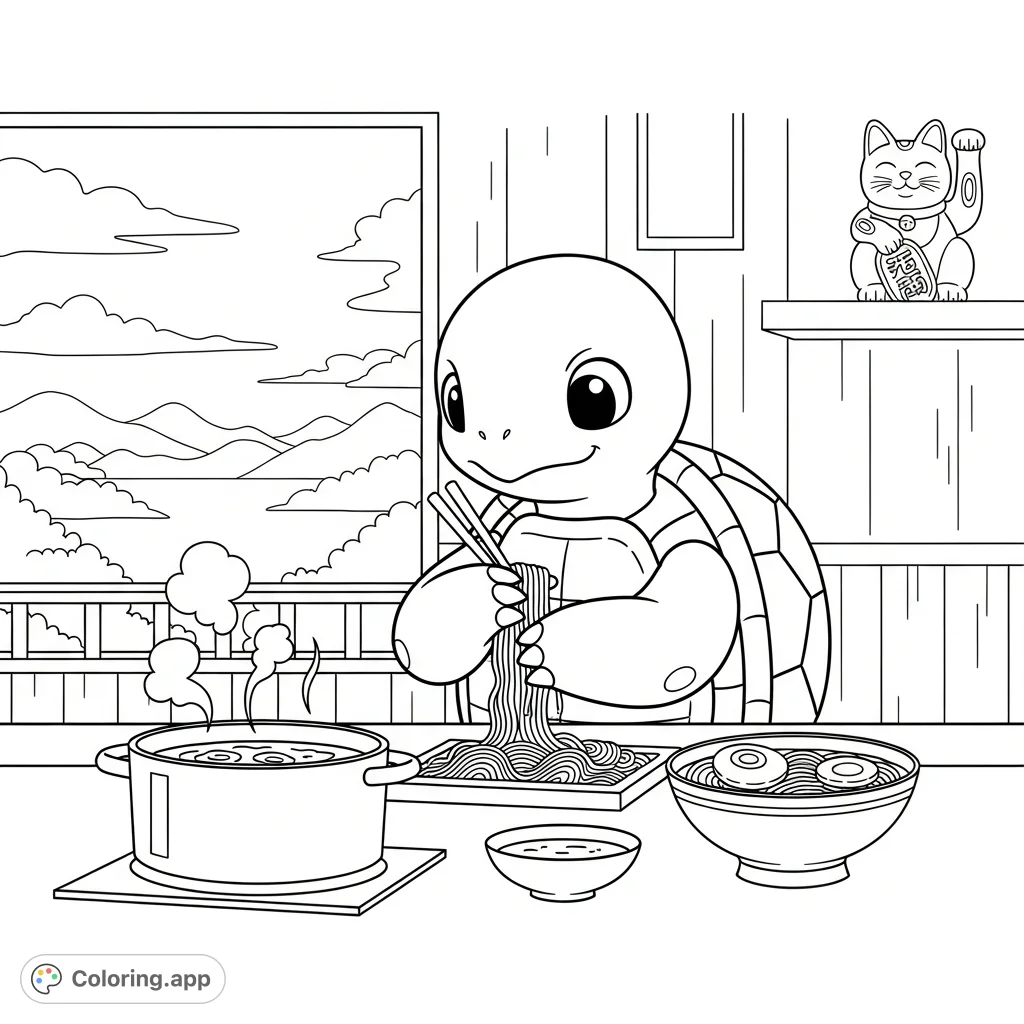 Kawaii Turtle Ramen Maker - Coloring.app