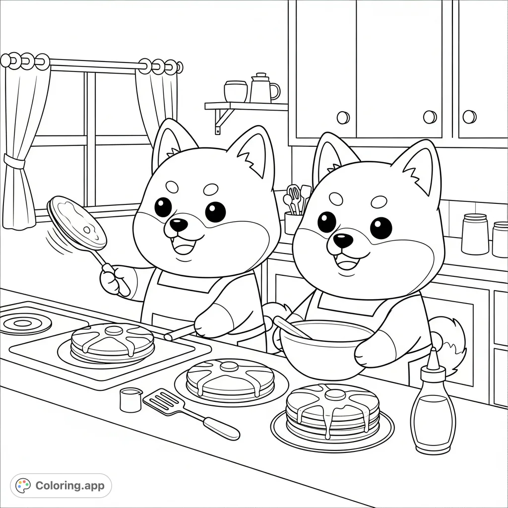 Shiba Inu Pancake Party - Coloring.app
