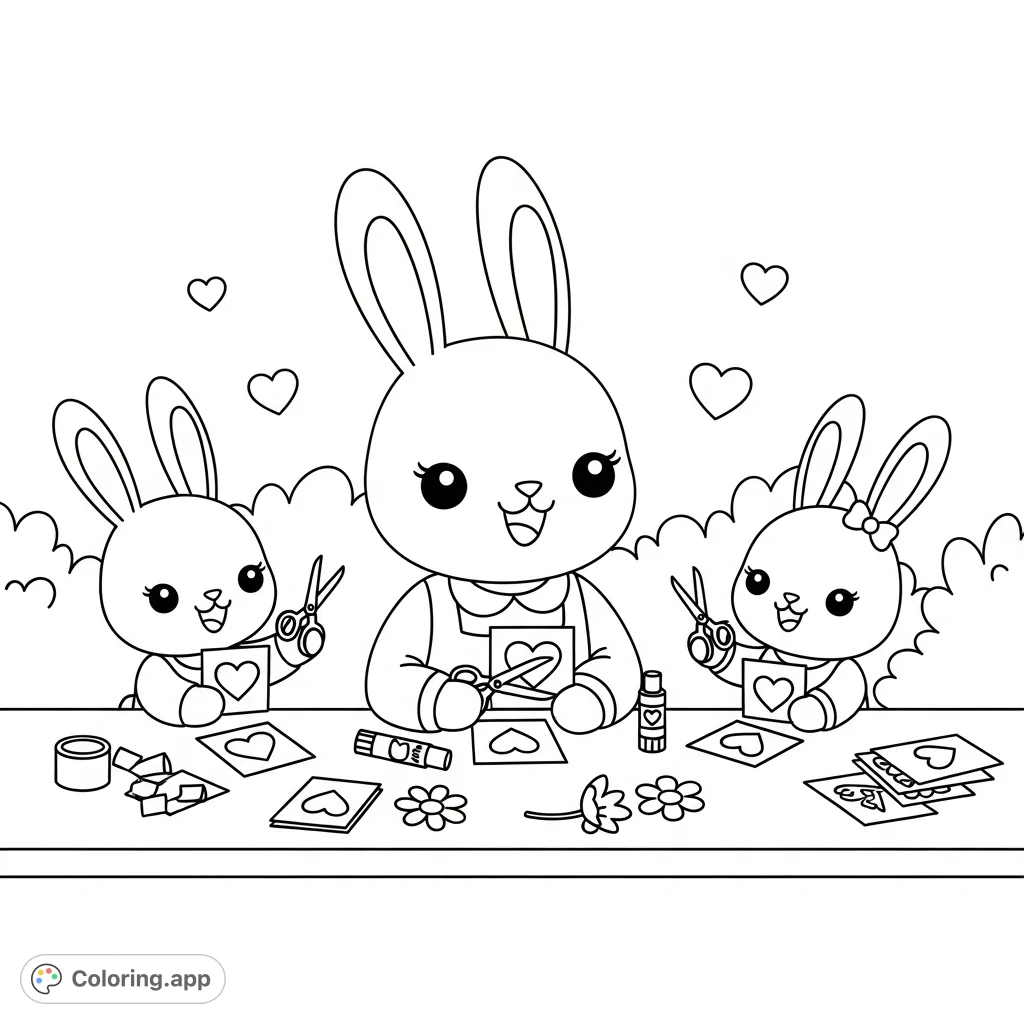 Sweet Valentine Rabbit Crafts - Coloring.app
