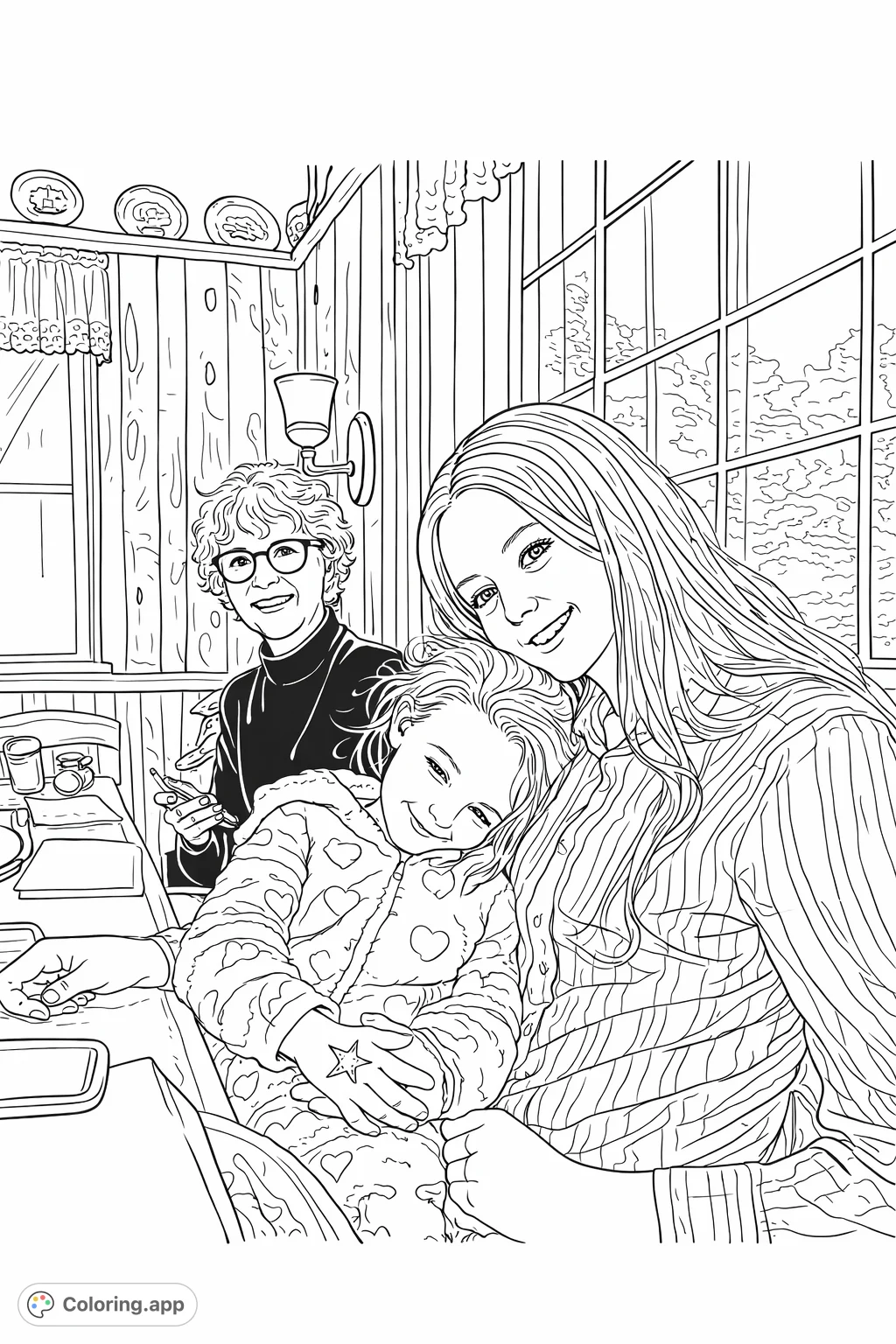 Generations Together Family Portrait - Coloring.app