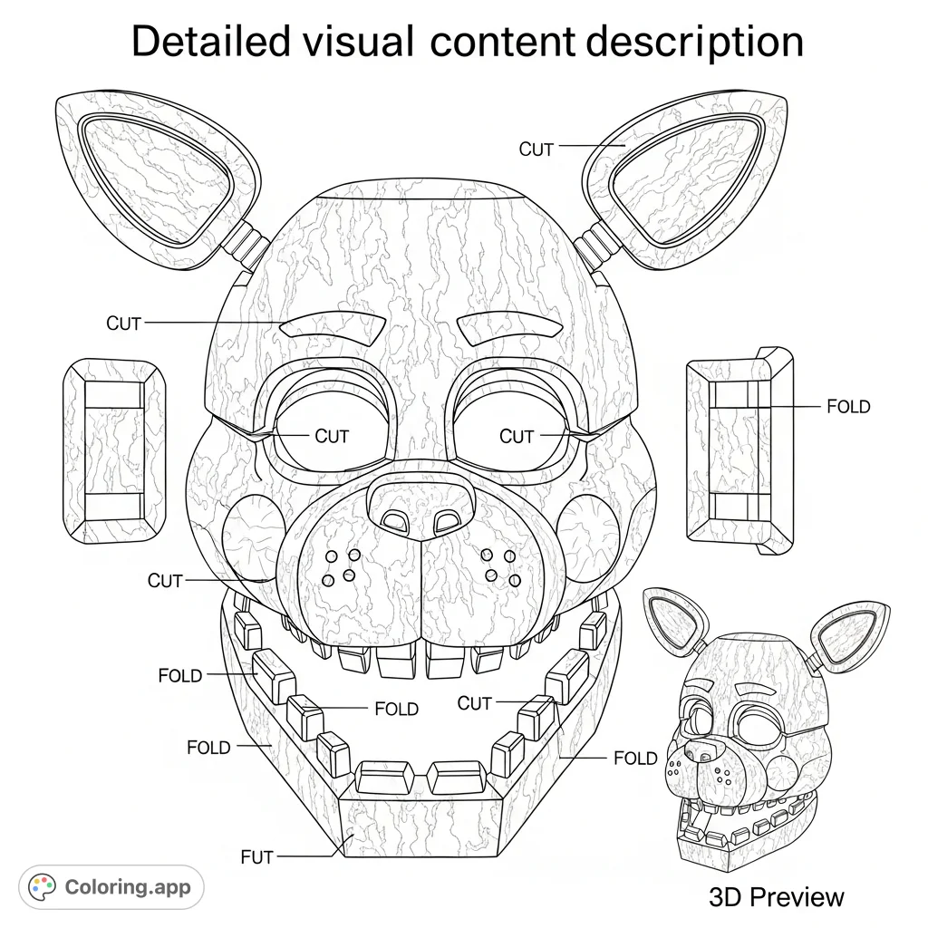 Springtrap 3D Mask Template - Coloring.app
