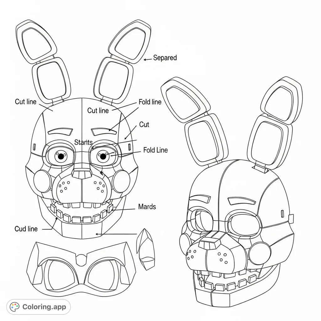 Springtrap Mask Craft Template - Coloring.app