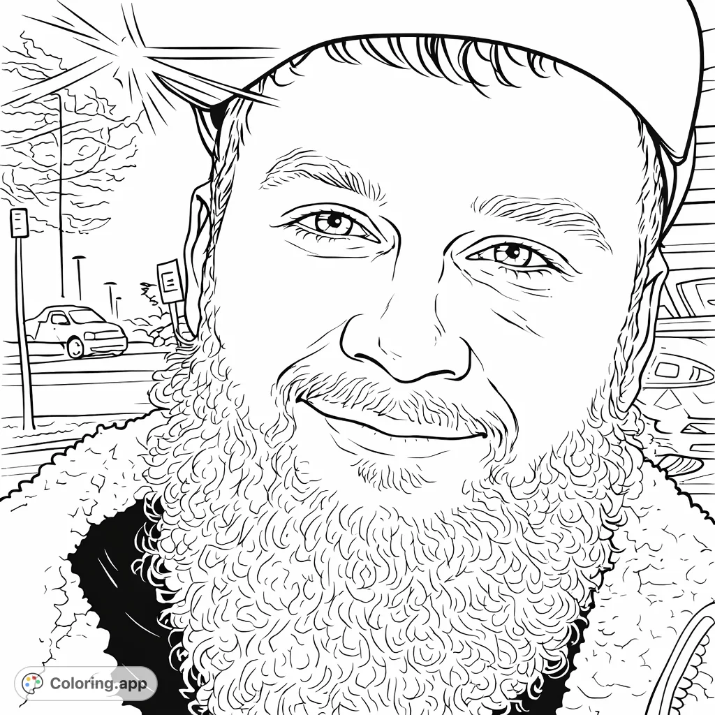 Bearded Man Portrait - Coloring.app