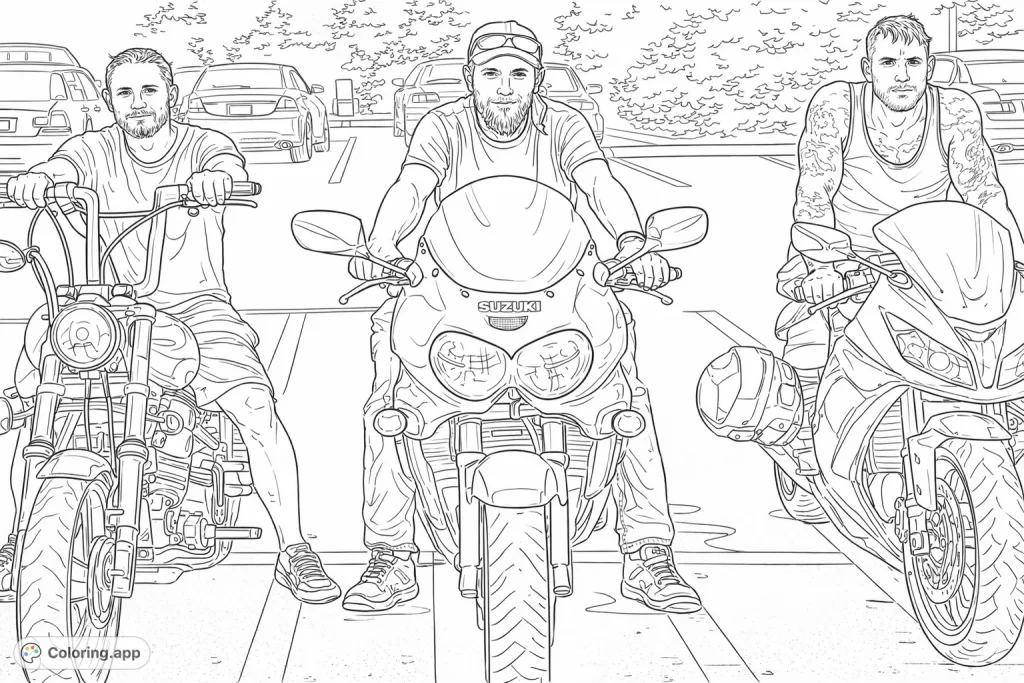 Motorcycle Rider Gathering - Coloring.app
