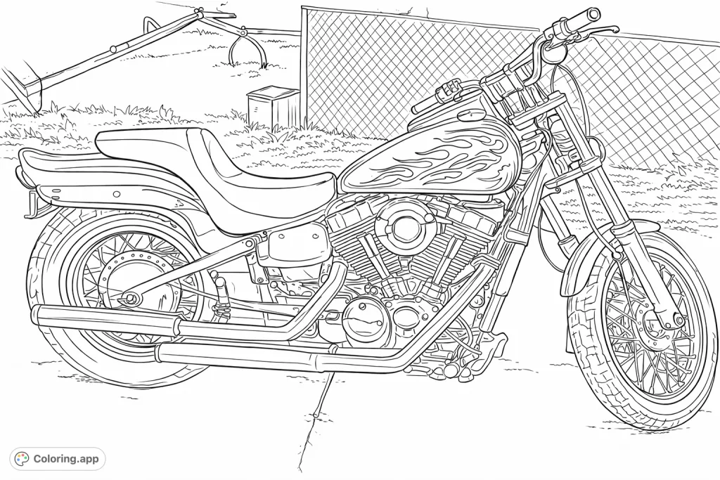 Classic Cruiser Motorcycle - Coloring.app
