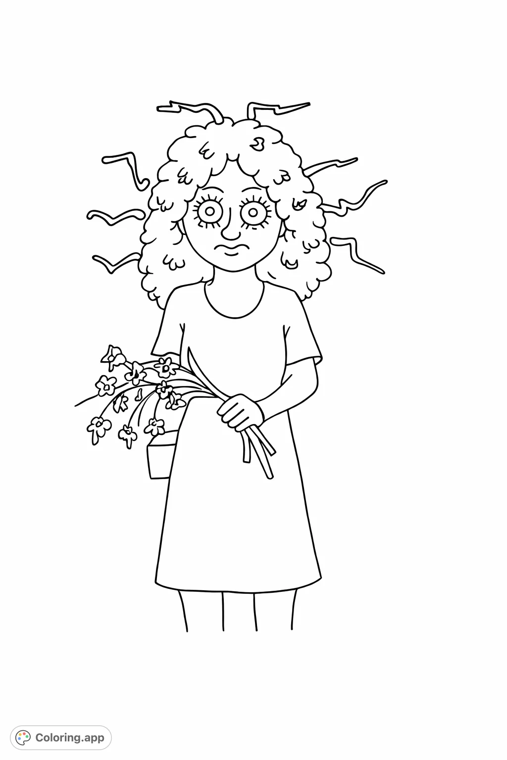 Distressed Curly Hair Figure - Coloring.app