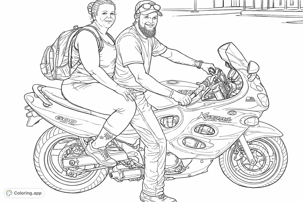 Motorcycle Duo Adventure - Coloring.app