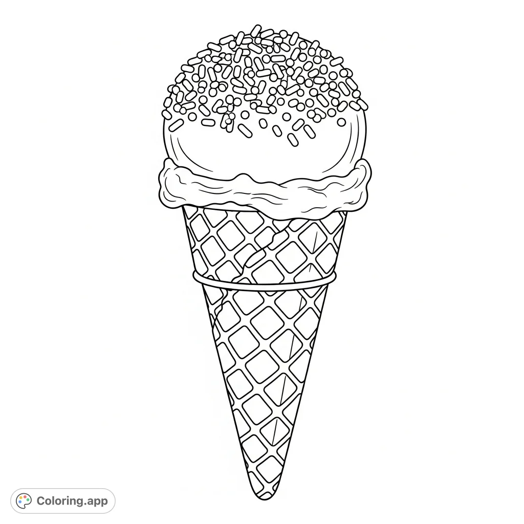 Delightful Sprinkled Waffle Cone - Coloring.app