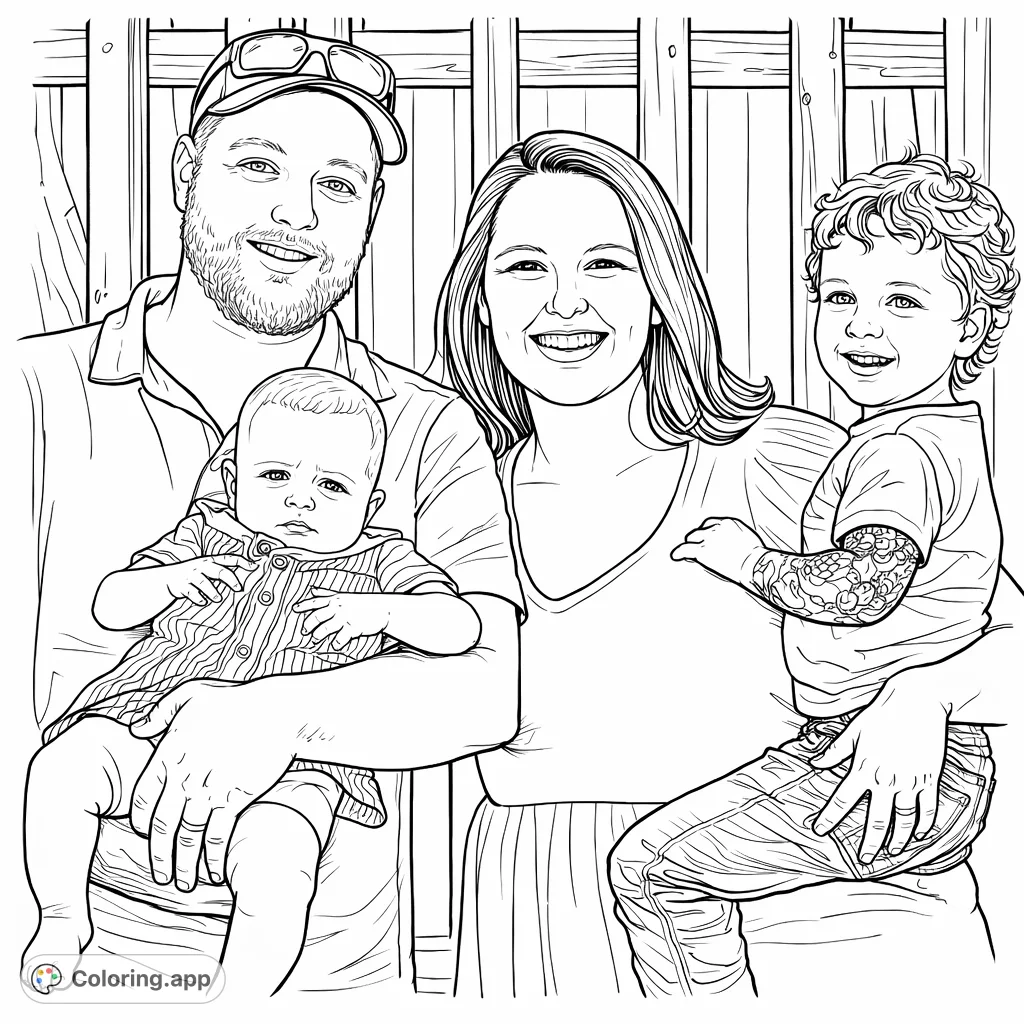 Joyful Family Portrait - Coloring.app