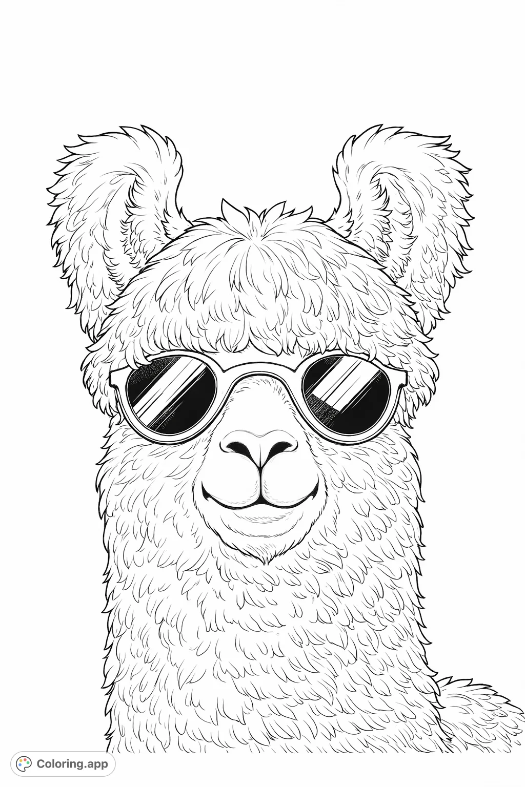 Cool Llama in Sunglasses - Coloring.app