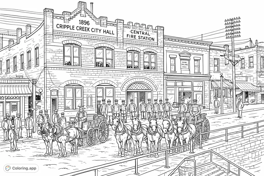 Historic Fire Station Parade - Coloring.app