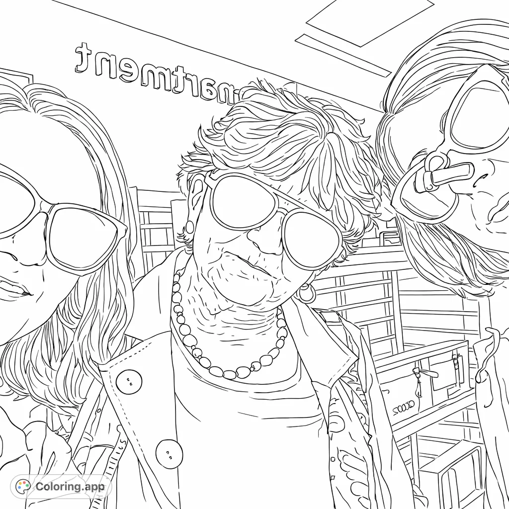 Stylish Trio Selfie - Coloring.app
