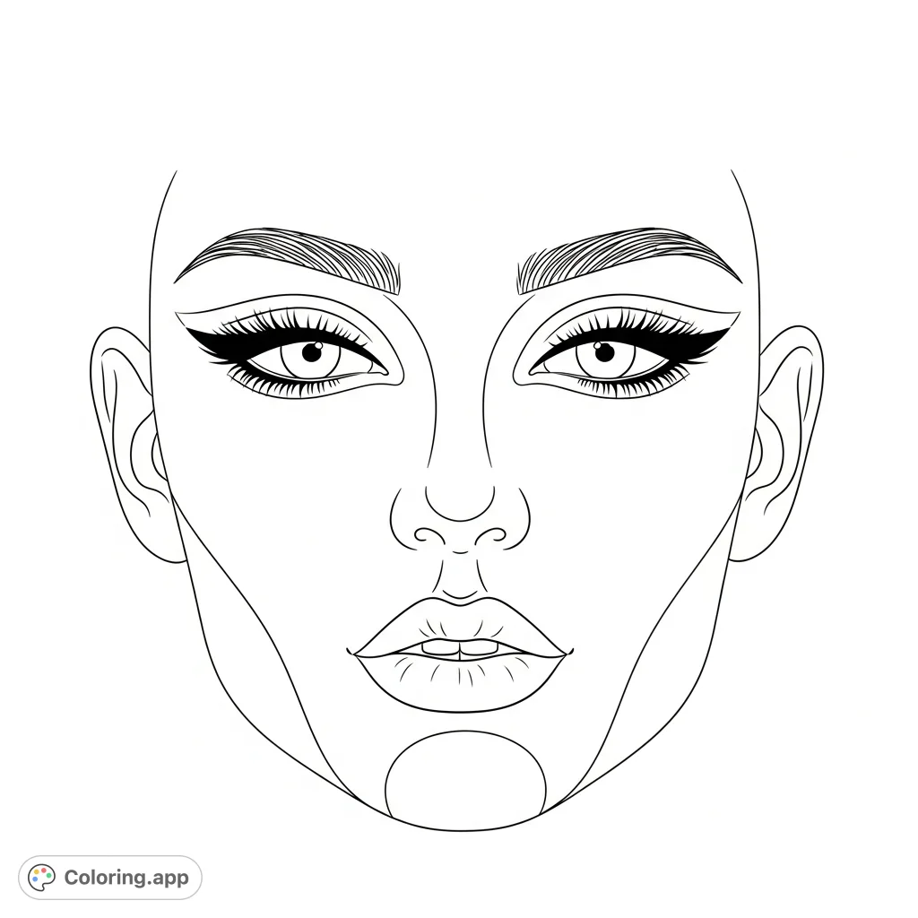 1920s Glam Makeup Face Chart - Coloring.app