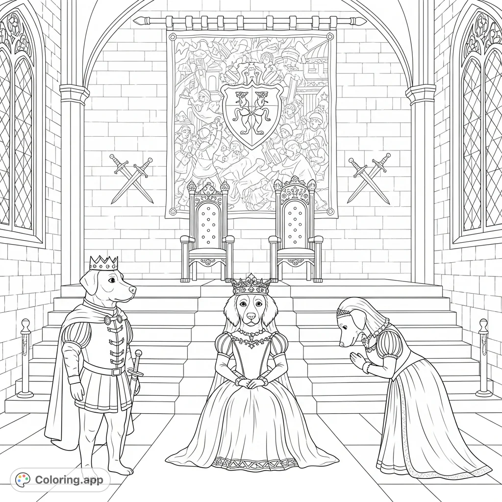 Regal Canine Castle Court - Coloring.app