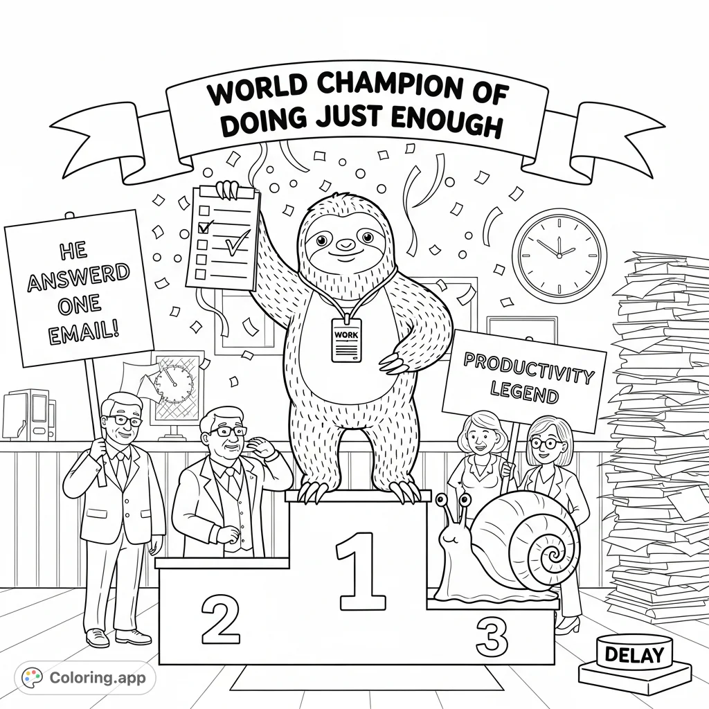 World Champion Sloth - Coloring.app