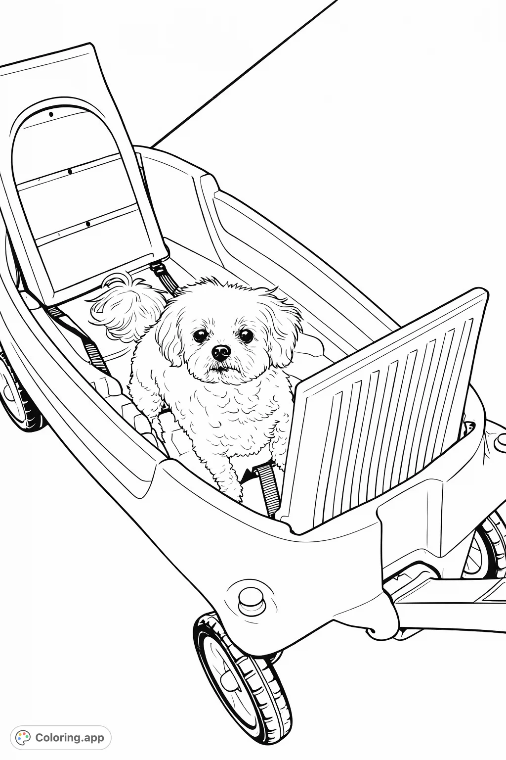 Fluffy Dog Wagon Ride - Coloring.app