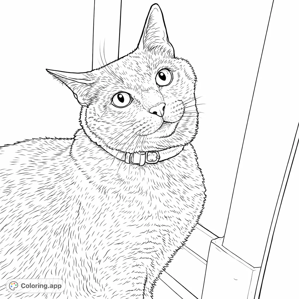 Curious Cat Portrait - Coloring.app