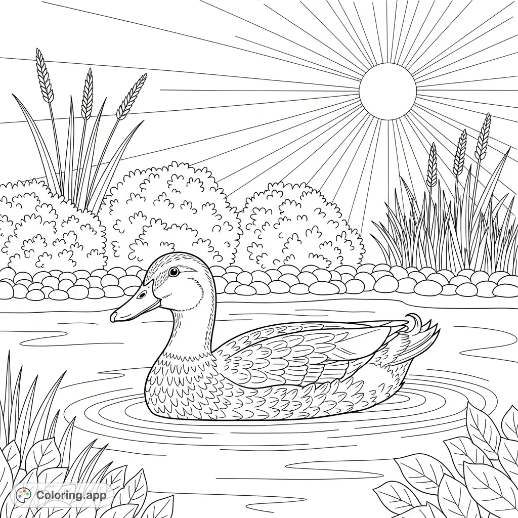 Swimming Farm Duck - Coloring.app