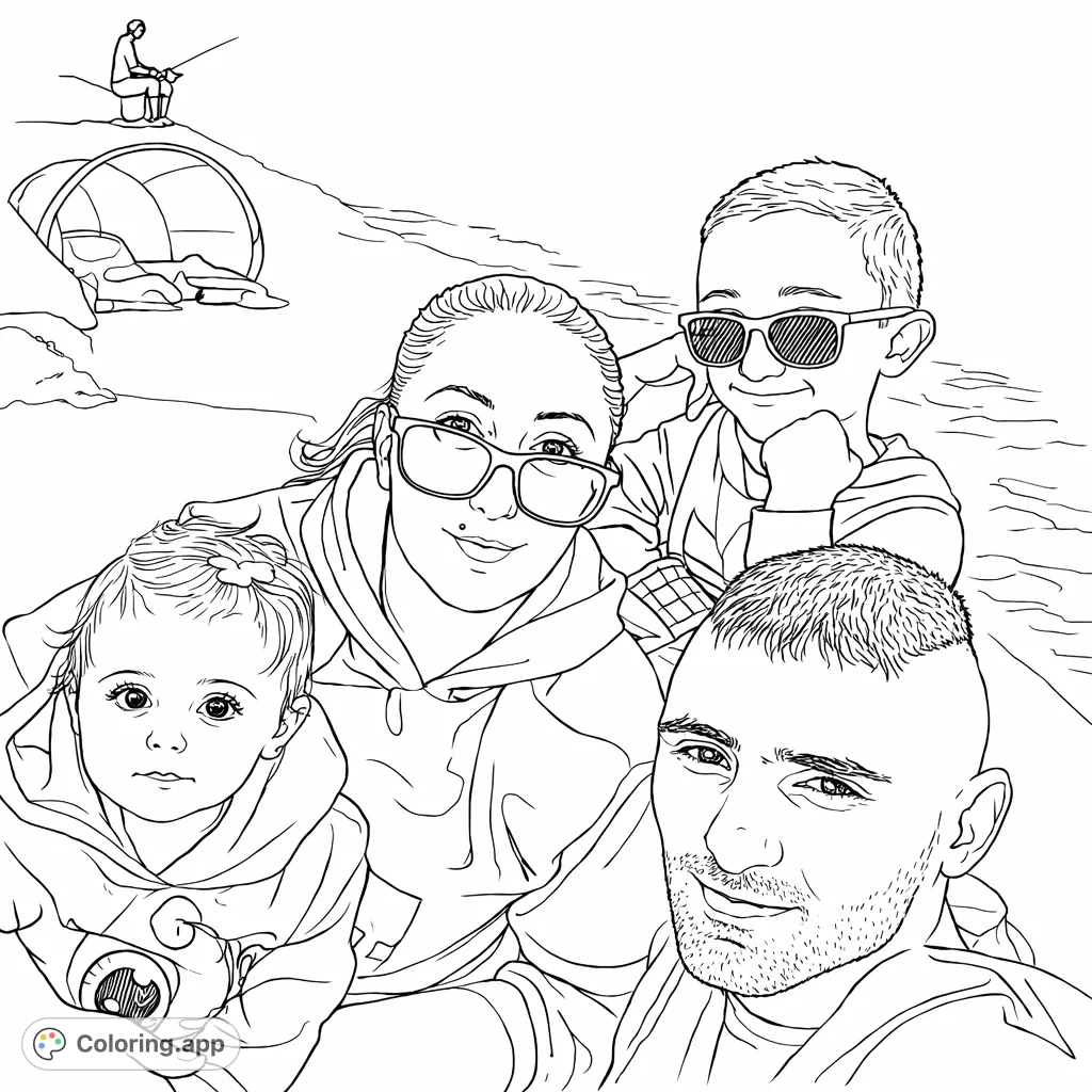 Sweet Family Group Portrait - Coloring.app