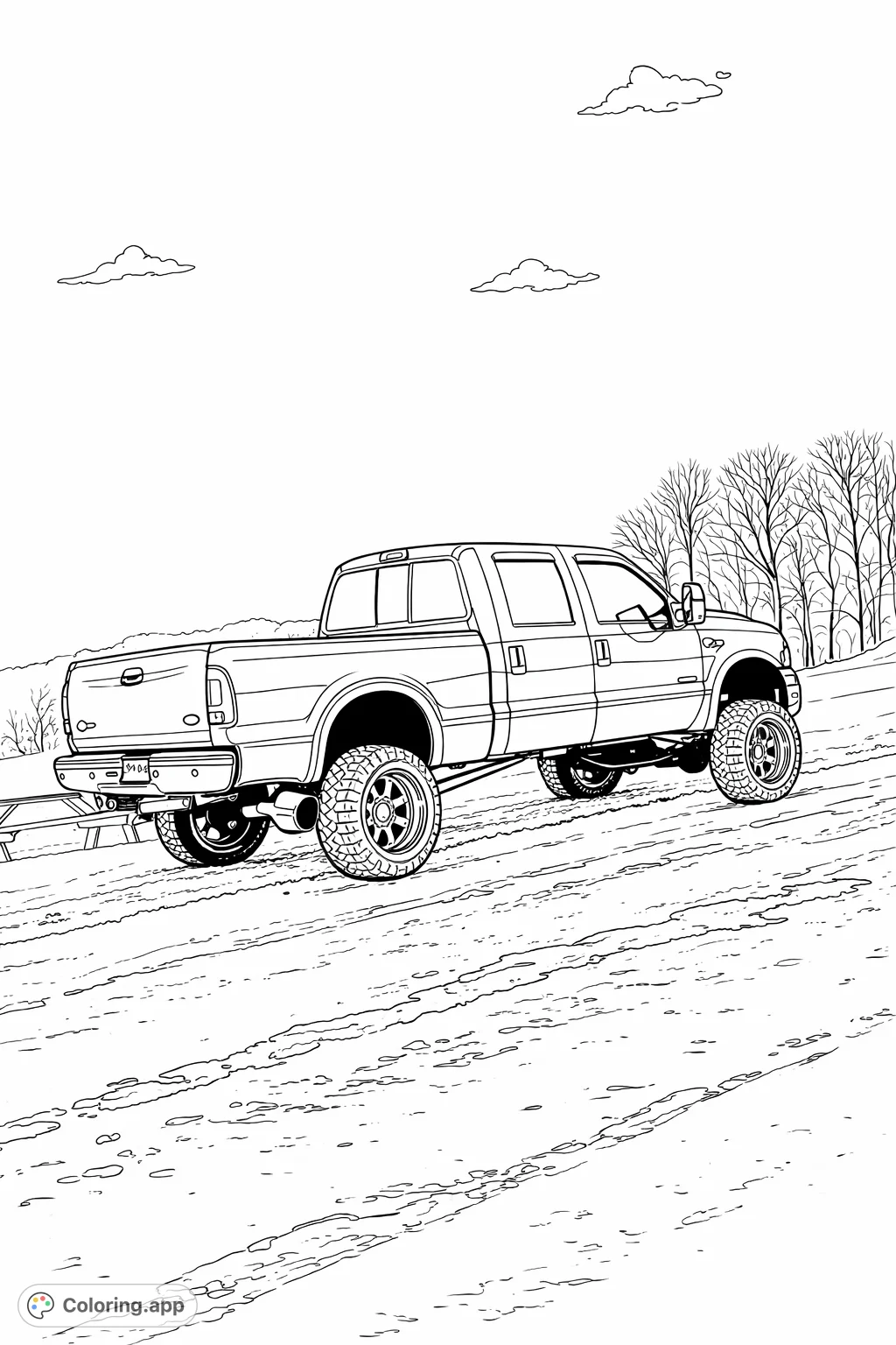 Rugged Lifted Pickup Truck - Coloring.app