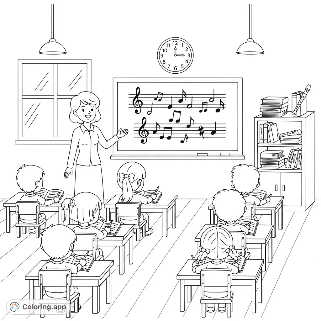 Musical Classroom Scene - Coloring.app