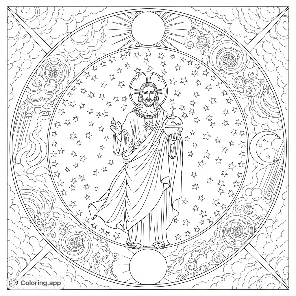 Christ the King Celestial Majesty - Coloring.app