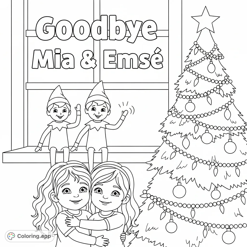 Mia and Esmé's Elf Farewell - Coloring.app
