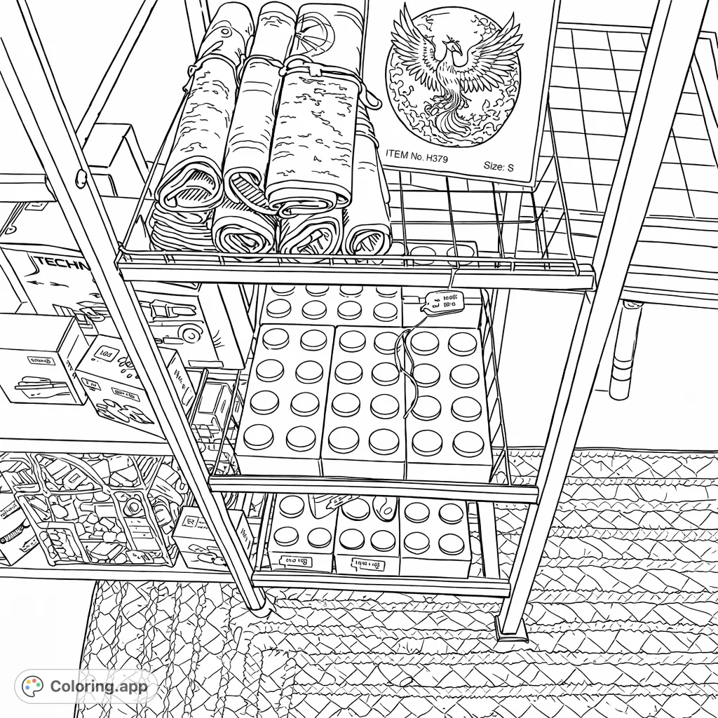 Shelving Unit with Building Blocks - Coloring.app