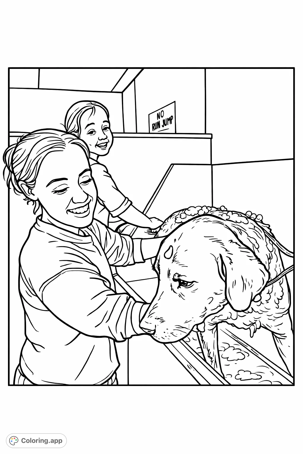 Happy Dog Bath Day - Coloring.app