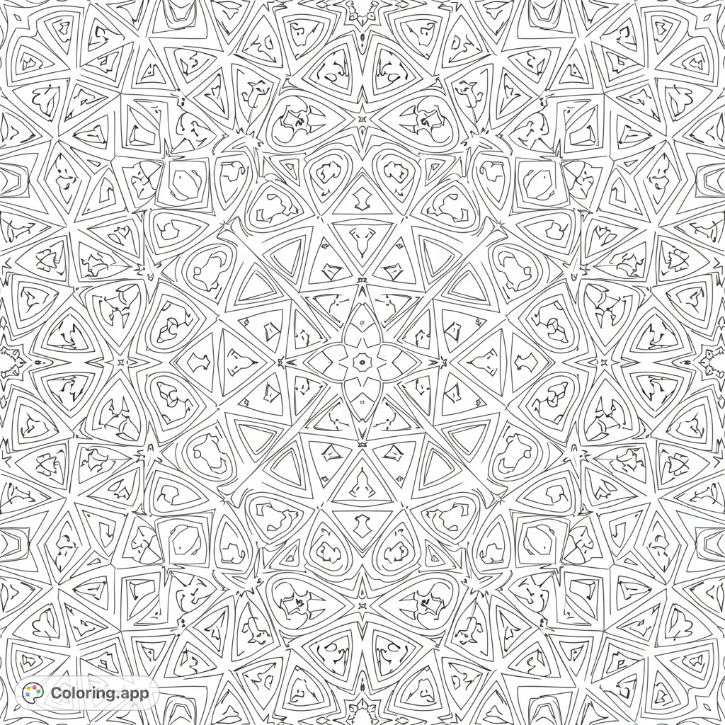 Intricate Kaleidoscope Pattern - Coloring.app