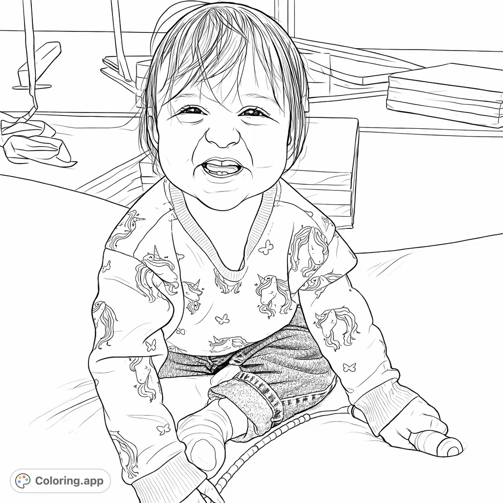 Happy Baby Unicorn Playtime - Coloring.app