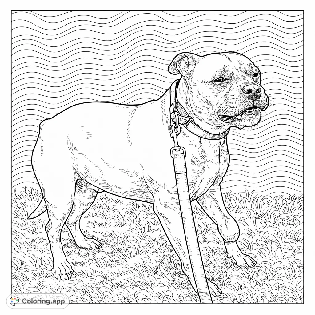 Muscular Dog on a Walk - Coloring.app