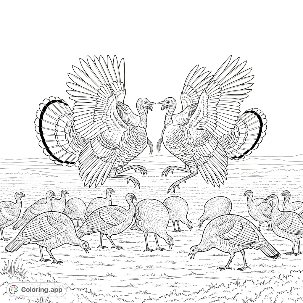 Turkey Showdown Field - Coloring.app