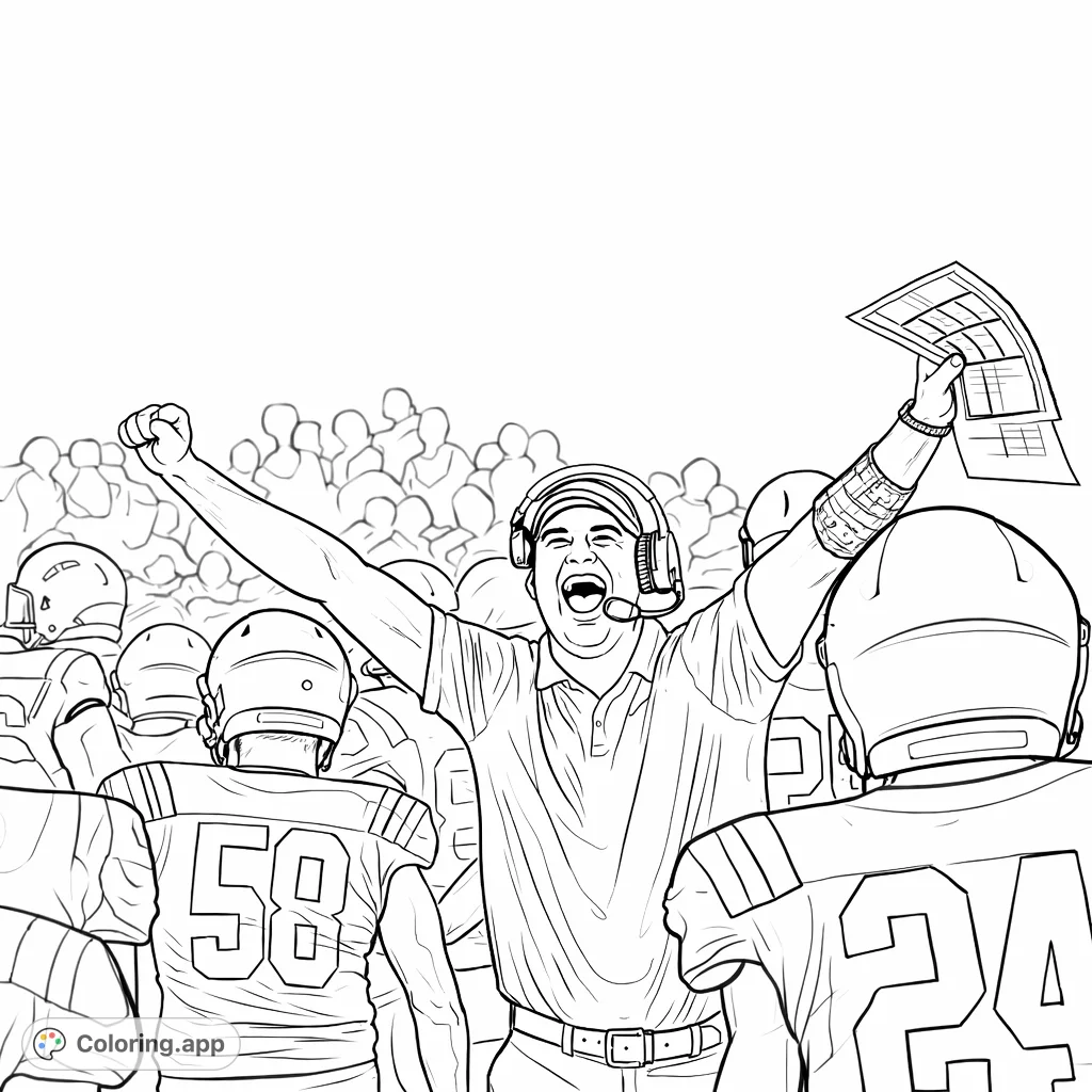 Football Coach Victory Celebration - Coloring.app