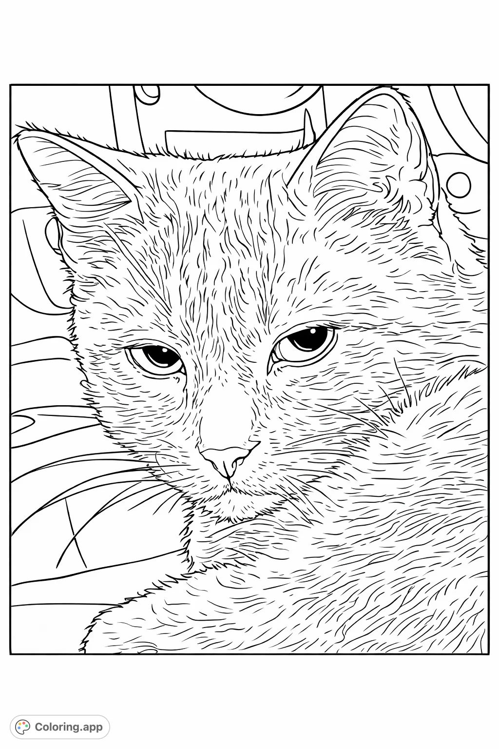 Curious Cat Gaze - Coloring.app